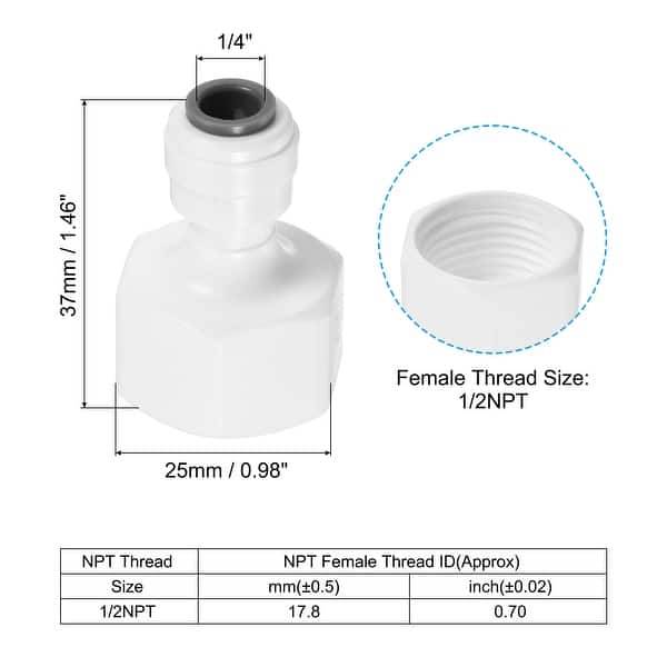 1/4" Tube to 1/2NPT Female Push to Connect Fittings Straight White - Bed Bath & Beyond - 37769341